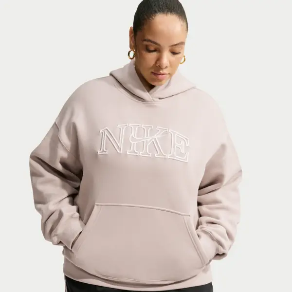 Nike Studio Fleece Medium Weight Oversized Pullover Logo Hoodie
