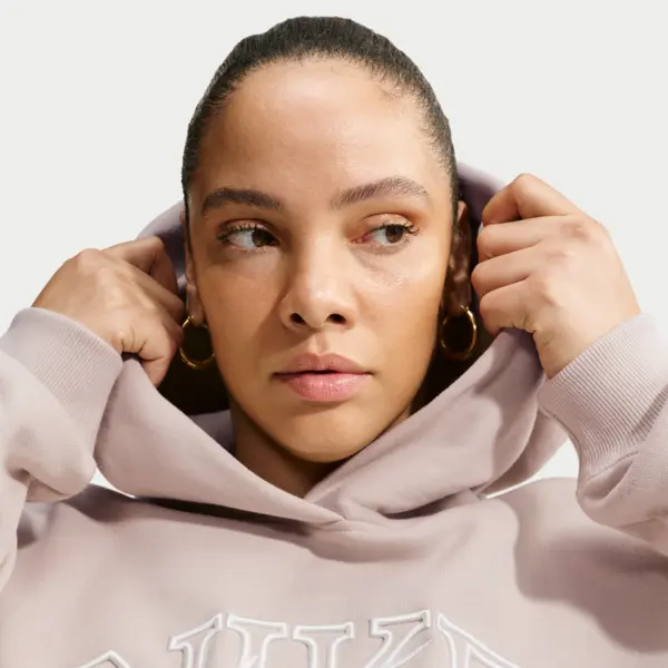 Nike Studio Fleece Medium Weight Oversized Pullover Logo Hoodie