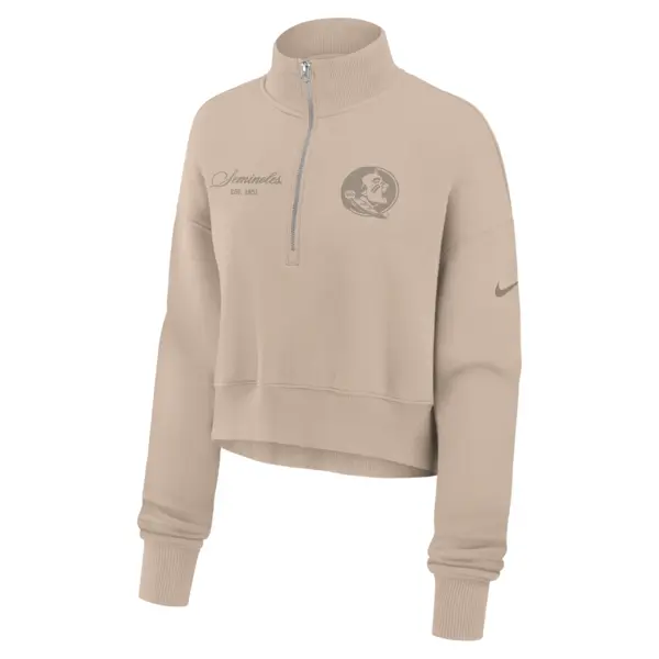 Nike Florida State College Oversized Cropped 1/4-zip Crew - Brown