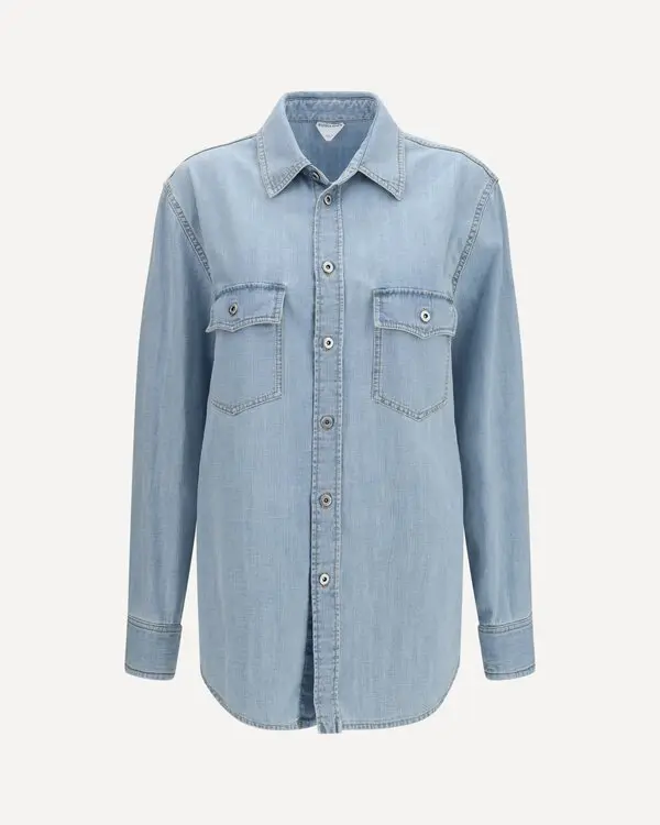 Bottega Veneta Sky Bleached Oversize Denim Shirt
