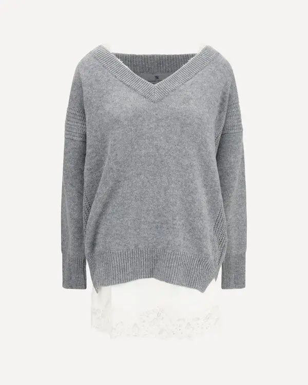 Ermanno Scervino Knit Dress With Lace Slip - Grey