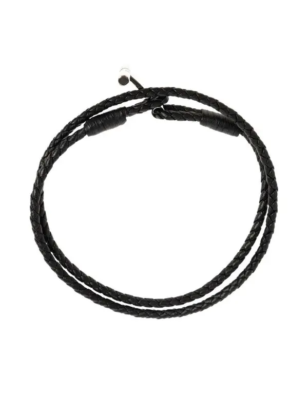 TOM FORD Braided Leather Bracelet With T-clasp