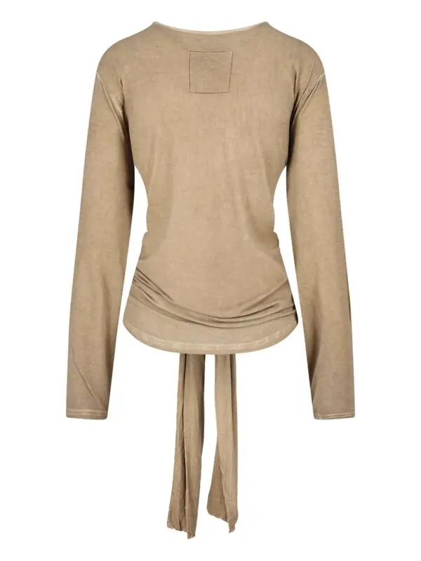 UMA WANG Flared T-shirt With Embroidered Detail - Beige