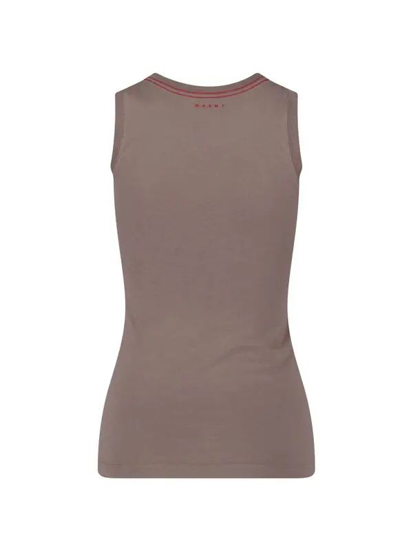Marni Printed Cotton Tank Top - Taupe