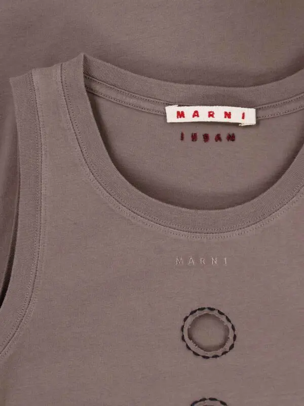 Marni Printed Cotton Tank Top - Taupe