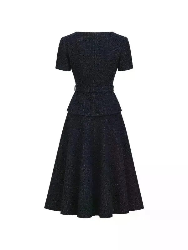 SELF-PORTRAIT Navy Boucle Tailored Midi Dress