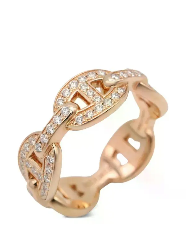 Hermès 18k Rose Gold Chaine D'ancre Enchaînée Diamond Ring