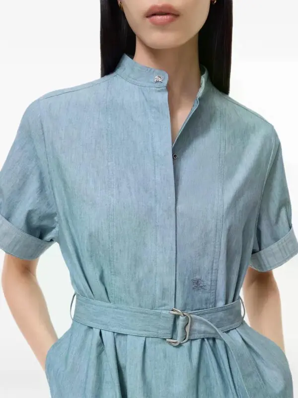 Burberry Denim Dress With Check Detailing
