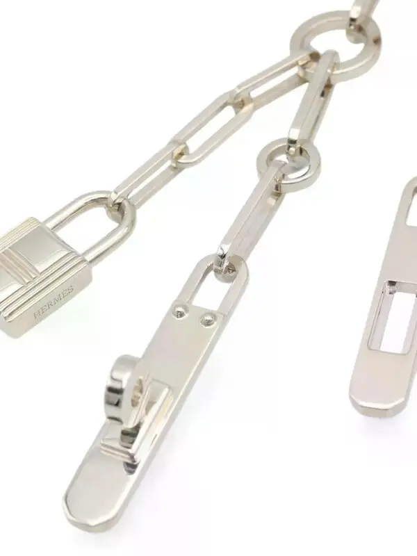Hermès Sterling Kelly Lock Pendant Chain Necklace