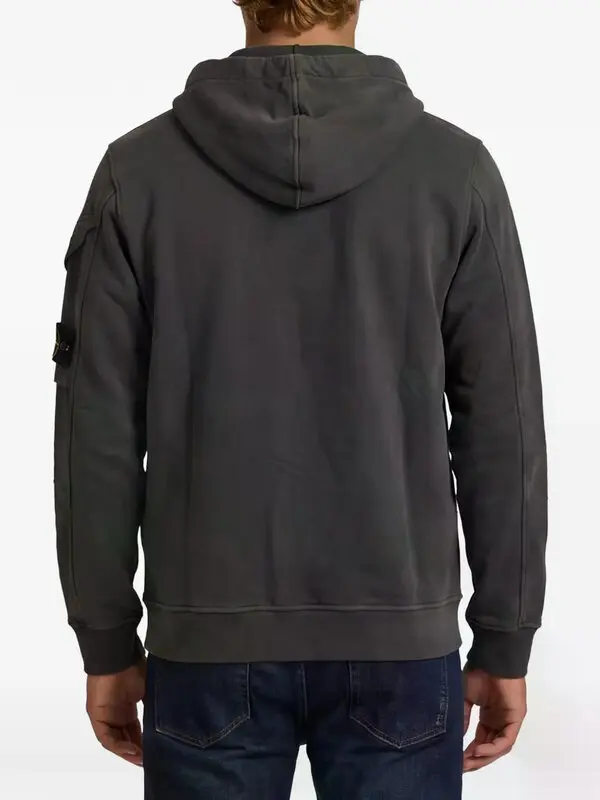 Stone Island 6100016 Brushed Organic Cotton Fleece Zip-up Hoodie