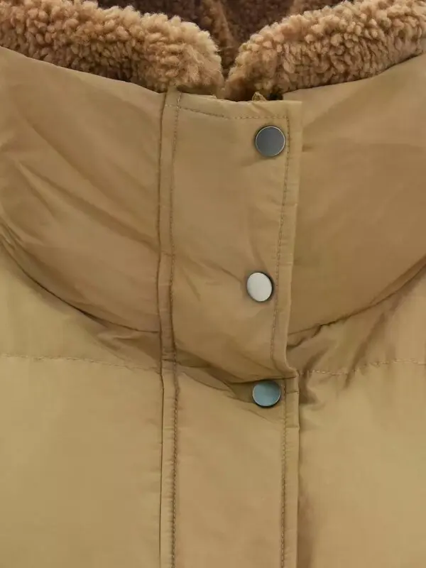 Brunello Cucinelli Techno Cotton Taffeta Down Jacket With Detachable Shearling Insert And Monili Embellishments