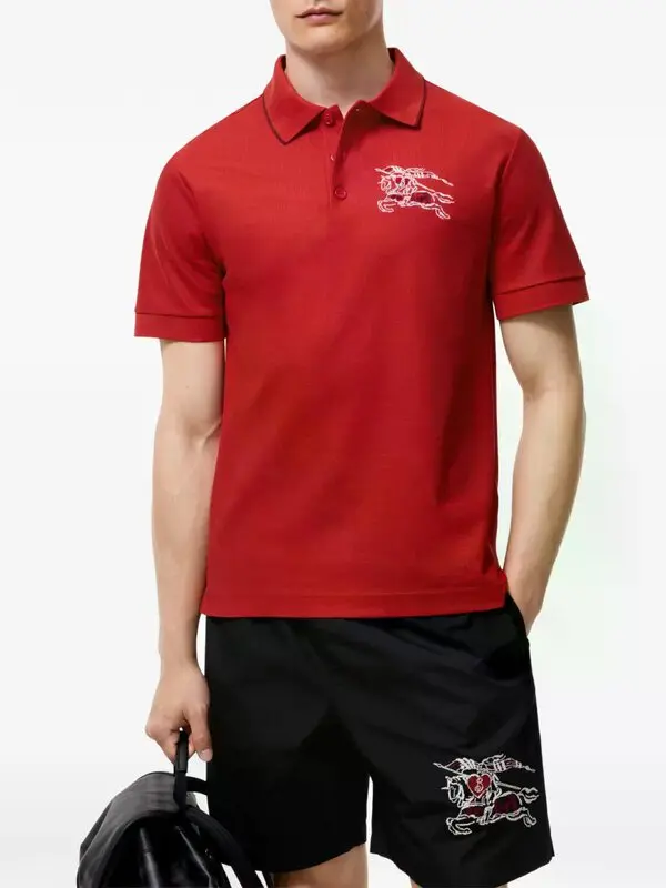 Burberry Heart Knight Cotton Polo Shirt - Red