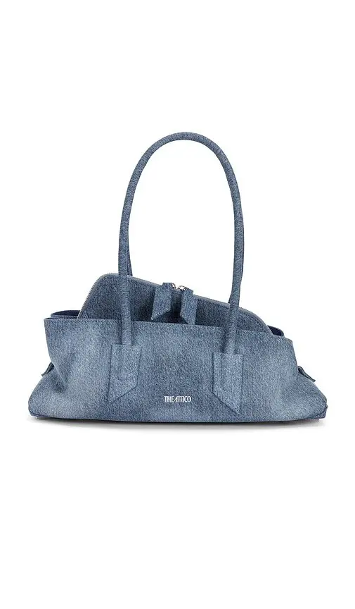 Attico La Passeggiata Small Top Handle Bag In Blue - Denim Washed