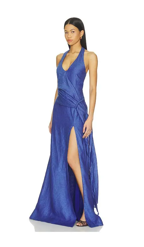 Azulu Halterneck Maxi Dress With Wrap Detail