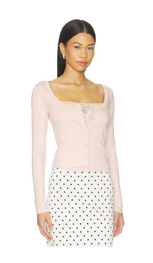 Lioness Long Sleeve Top With Lace Trim
