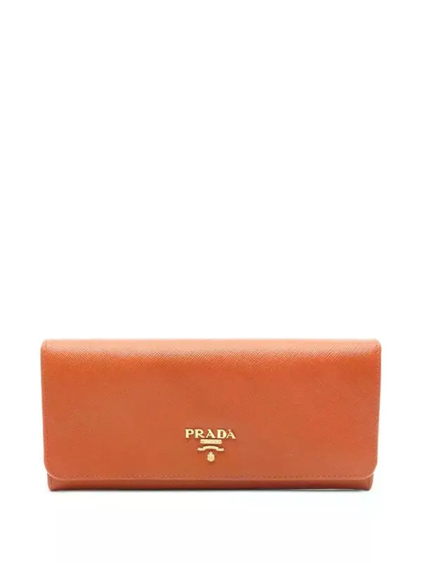 Prada 2010s Saffiano Bi-fold Long Wallet - Orange