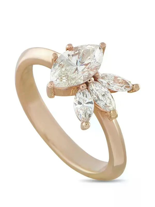 LB EXCLUSIVE Marquise-cut Diamond Ring In 14k Rose Gold - Pink