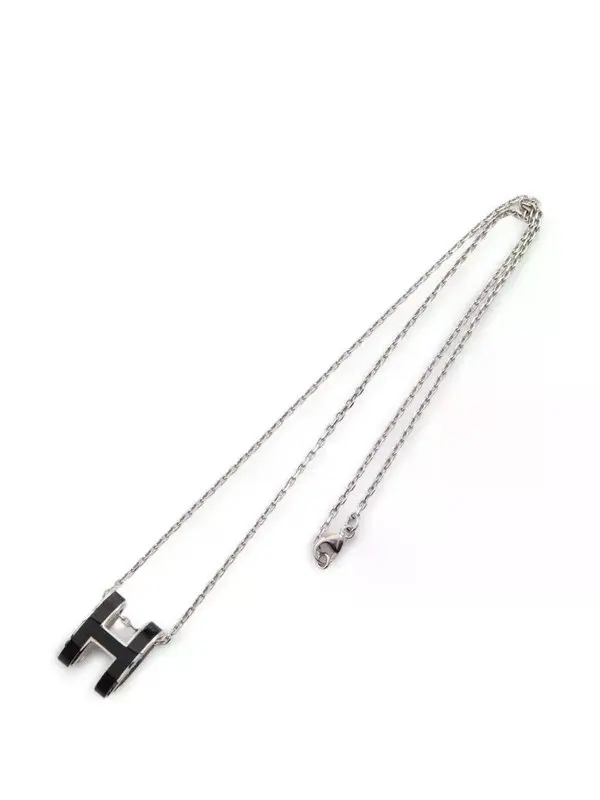 Hermès Pop H Enamel Pendant Necklace - Silver