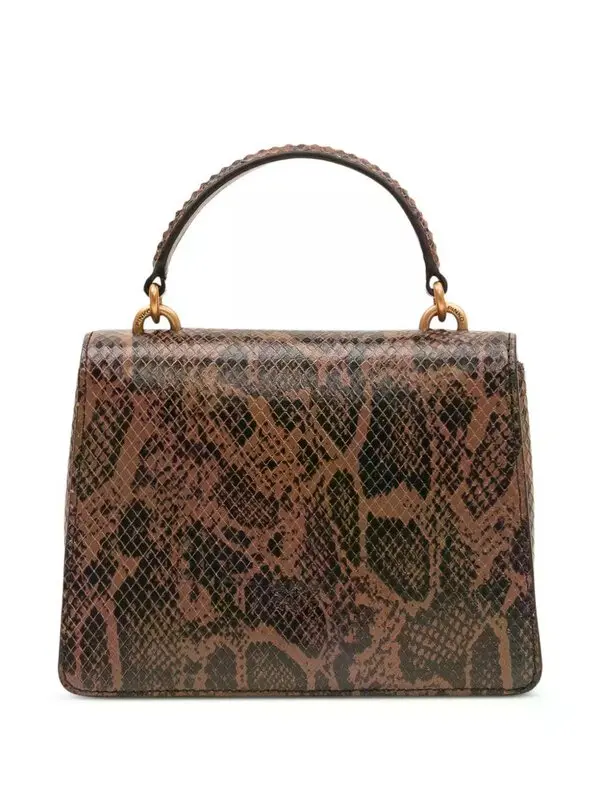 Pinko Mini Love Bag One Top Handle Light Handbag In Python-print Leather With