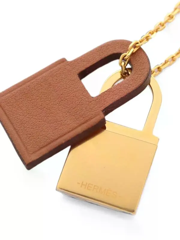 Hermès Tone Leather Padlock Necklace