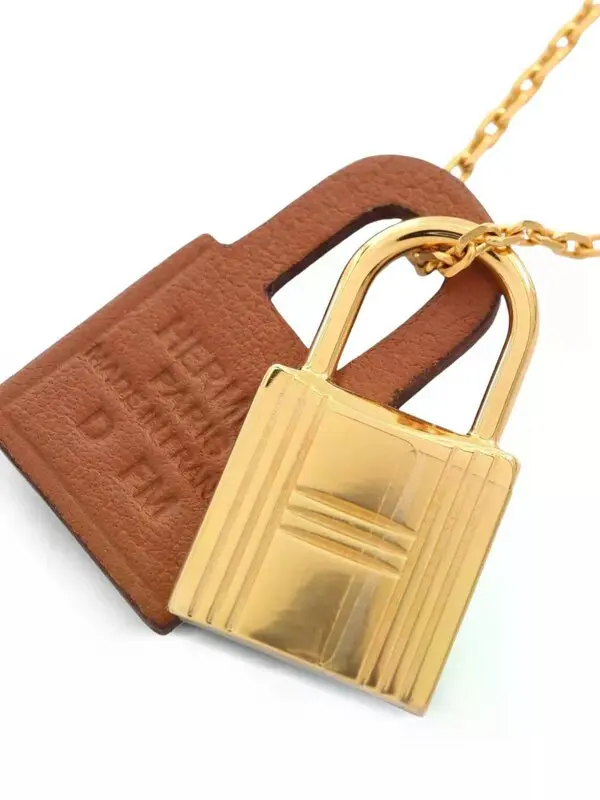 Hermès Tone Leather Padlock Necklace - Gold