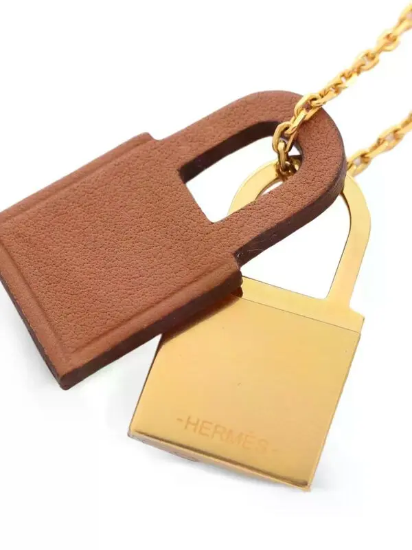 Hermès Tone Leather Padlock Necklace