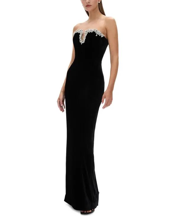 Rachel Gilbert Claudine Embellished Notch Neck Gown