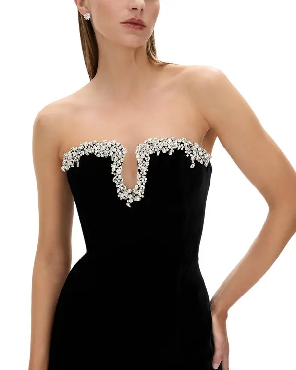 Rachel Gilbert Claudine Embellished Notch Neck Gown