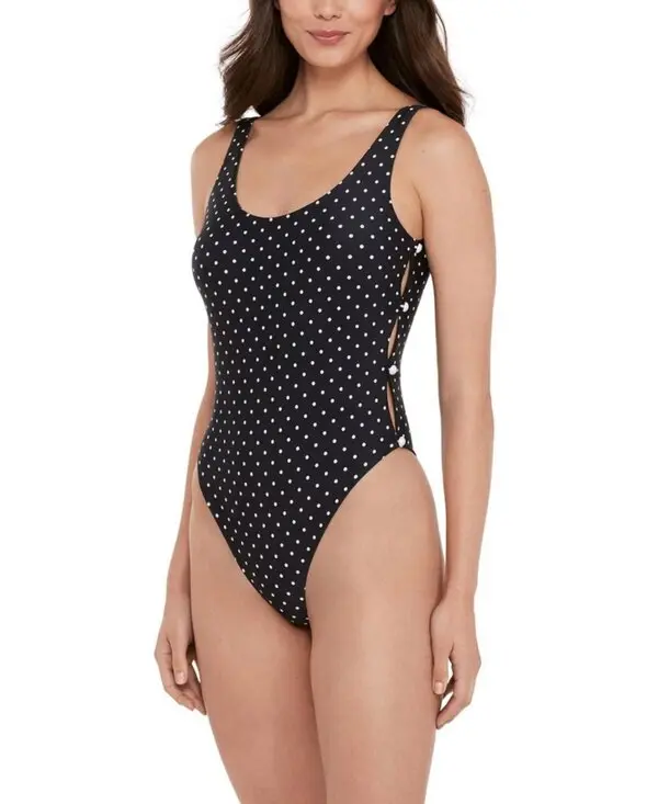 Steve Madden Side Cutout One Piece With Pearl Buttons