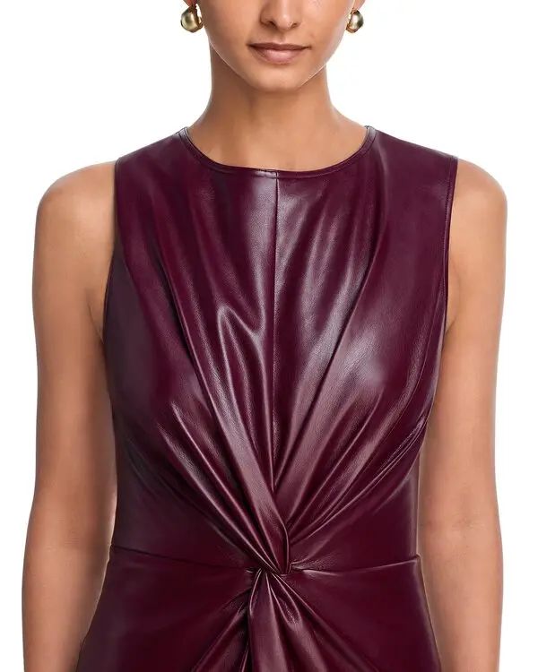 MILLY Nat Faux Leather Midi Dress