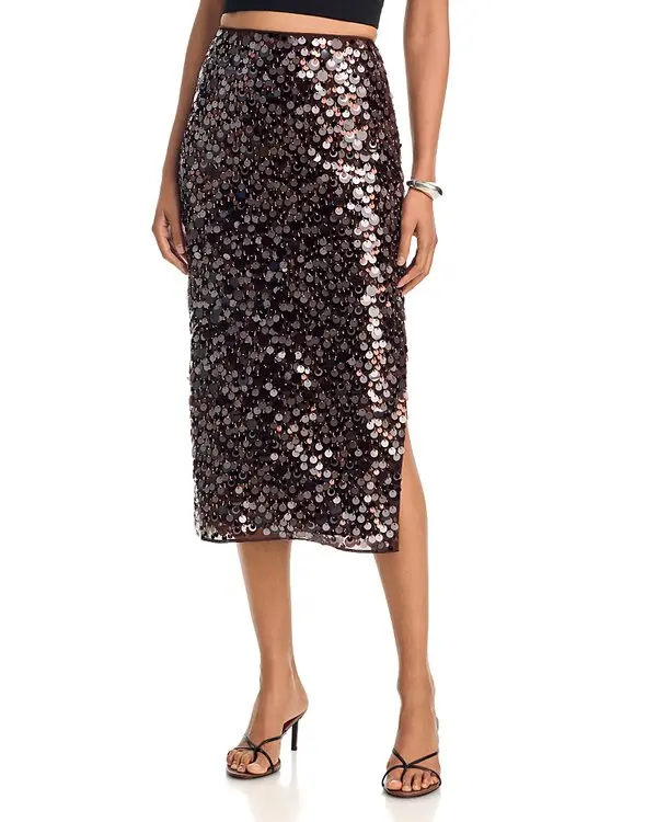 MILLY Sequined Midi Skirt
