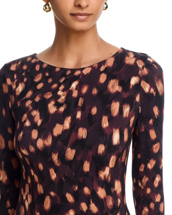 MILLY Leopard Print Midi Dress