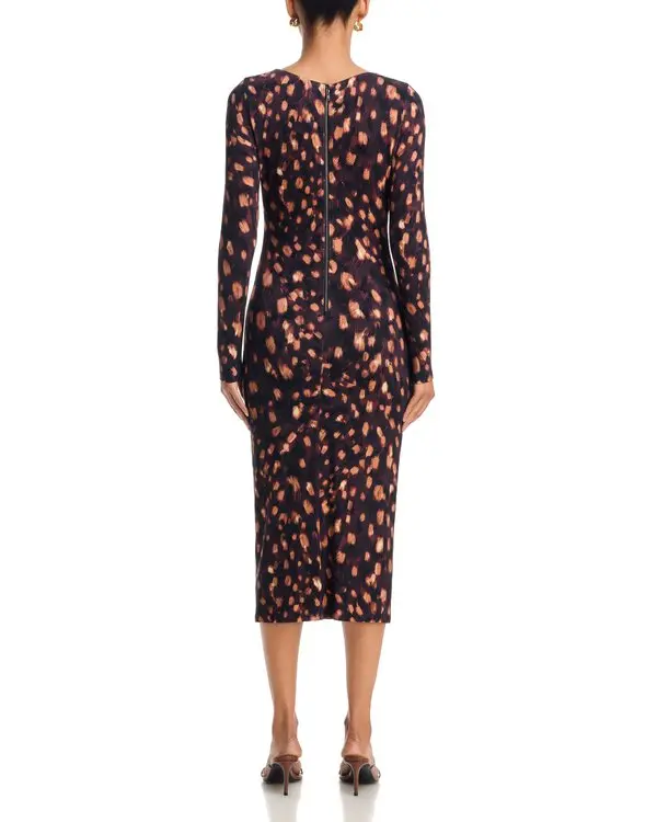MILLY Leopard Print Midi Dress