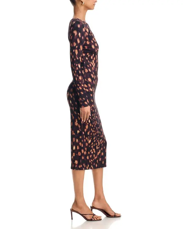 MILLY Leopard Print Midi Dress