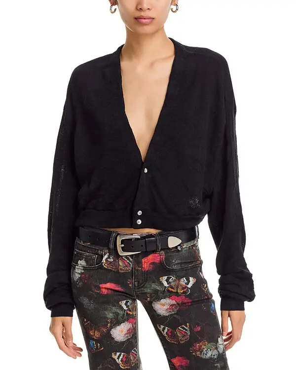 R13 Merino Wool Cropped Cardigan