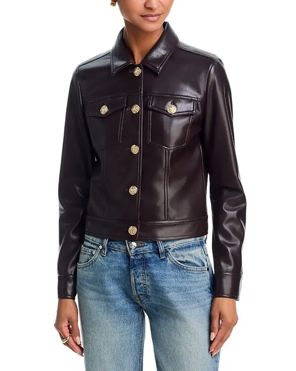 Generation Love Bailey Faux Leather Jacket With Button Details