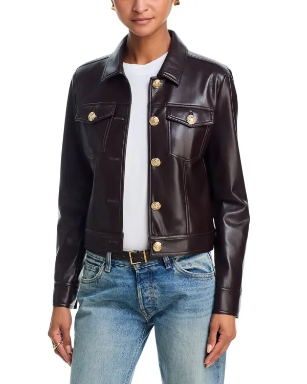 Generation Love Bailey Faux Leather Jacket With Button Details