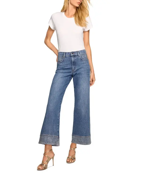 Ramy Brook Cropped Lea High Rise Embellished Jeans
