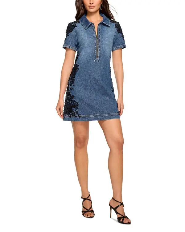 Ramy Brook Parker Embroidered Trim Denim Dress