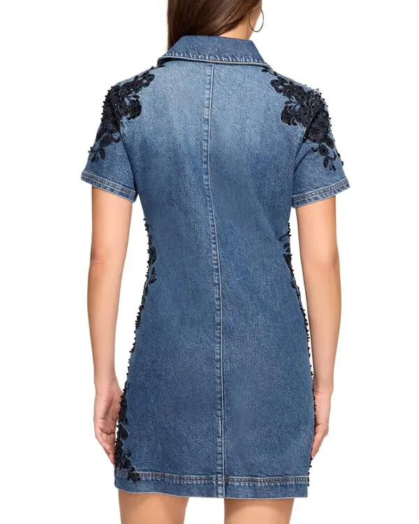 Ramy Brook Parker Embroidered Trim Denim Dress