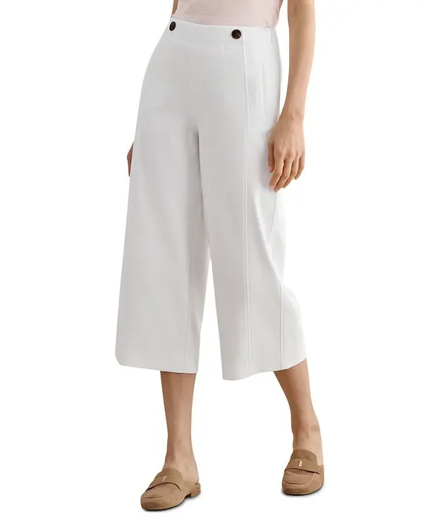 HOBBS LONDON Kimmi Wide Leg Cropped Trousers - White