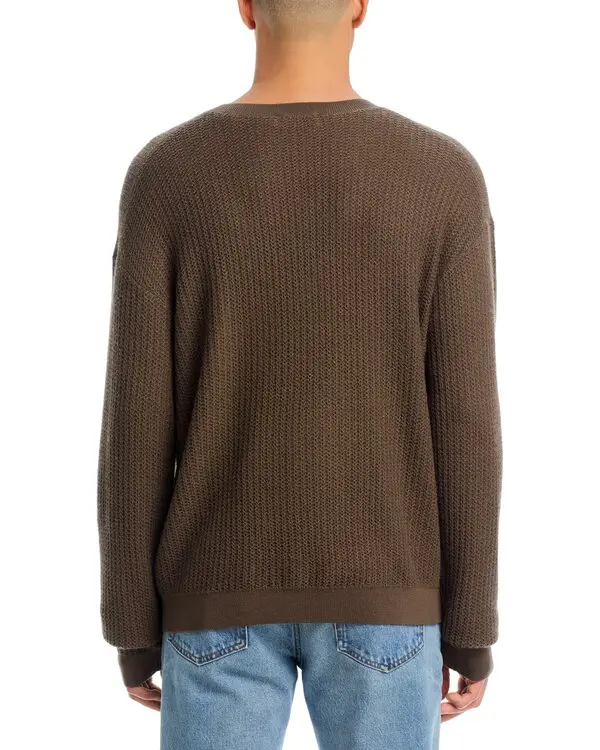 FRAME Textured Wool Crewneck Sweater - Soft Taupe