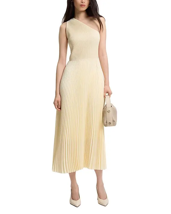 Hugo Boss Asymmetrical Pleated Midi Dress