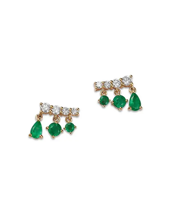 Bloomingdale'S Emerald And Diamond Drop Earrings In 14k Yellow Gold - Emerald/gold