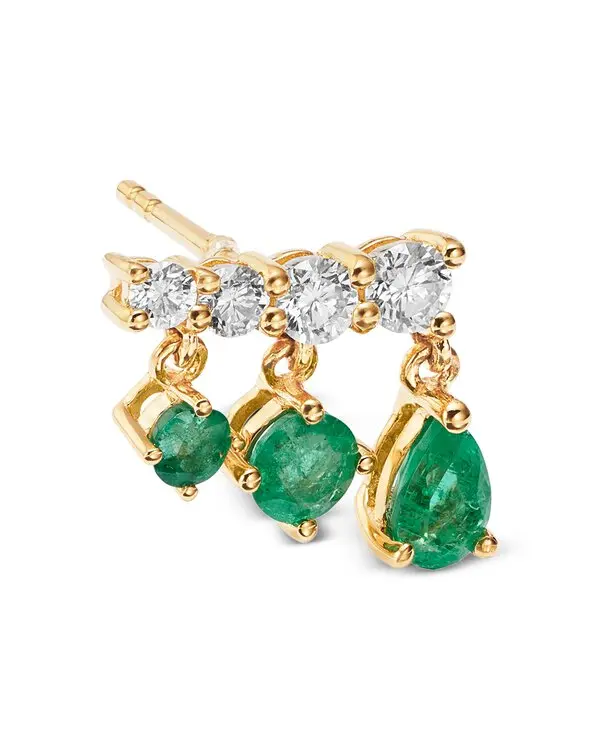 Bloomingdale'S Emerald And Diamond Drop Earrings In 14k Yellow Gold