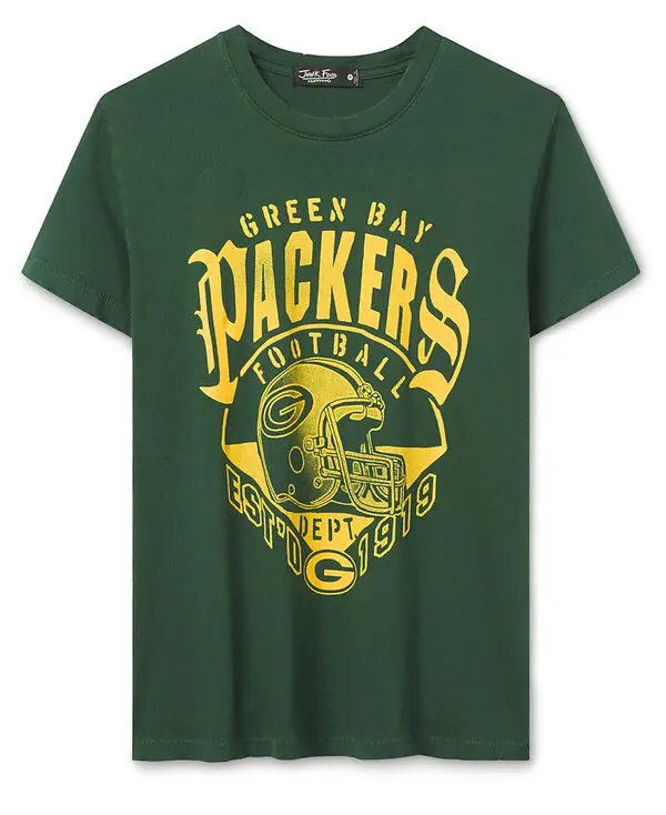 Junk Food Clothing Green Bay Packers Vintage Football Graphic T-shirt - Hunter