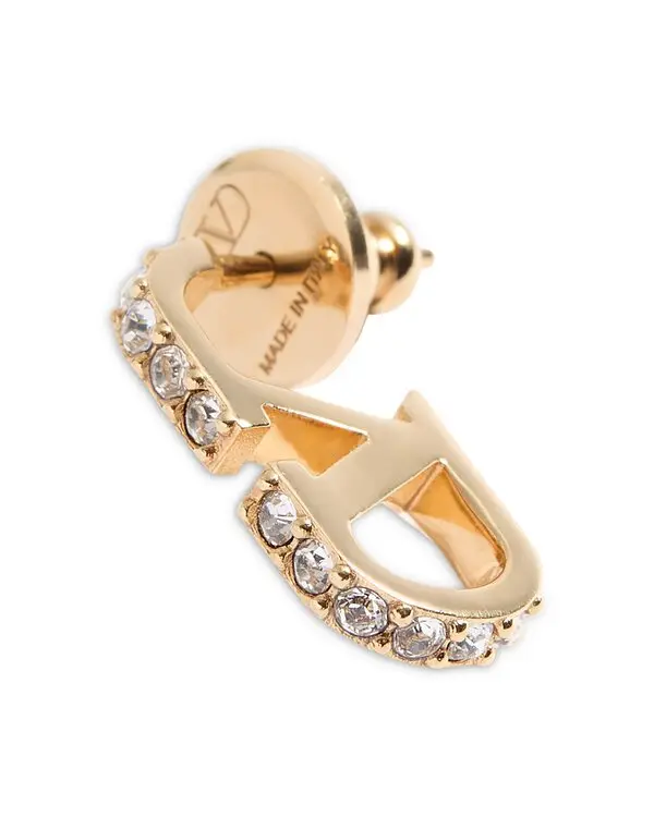Valentino Garavani Swarovski Crystal Logo Drop Earrings - Gold
