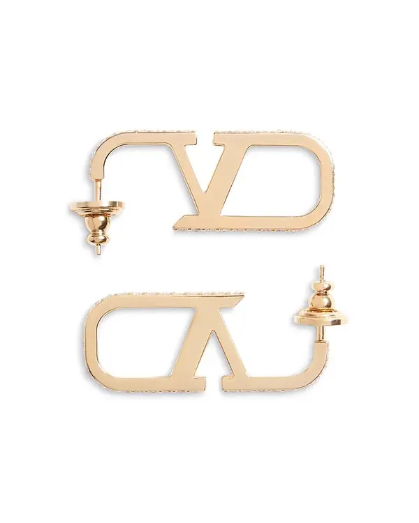 Valentino Garavani Crystal Logo Drop Earrings - Gold