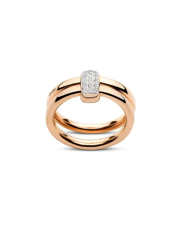 Pomellato 18k Rose Iconica Double Row Diamond Ring