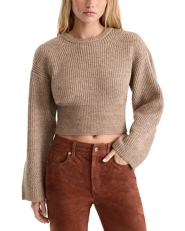 Good American Chunky Knit Cropped Sweater - Dusk